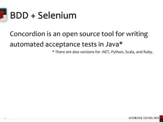 Bdd with java using concordion and selenium ui tests | PDF