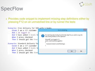 Behaviour Driven Development with SpecFlow | PPT