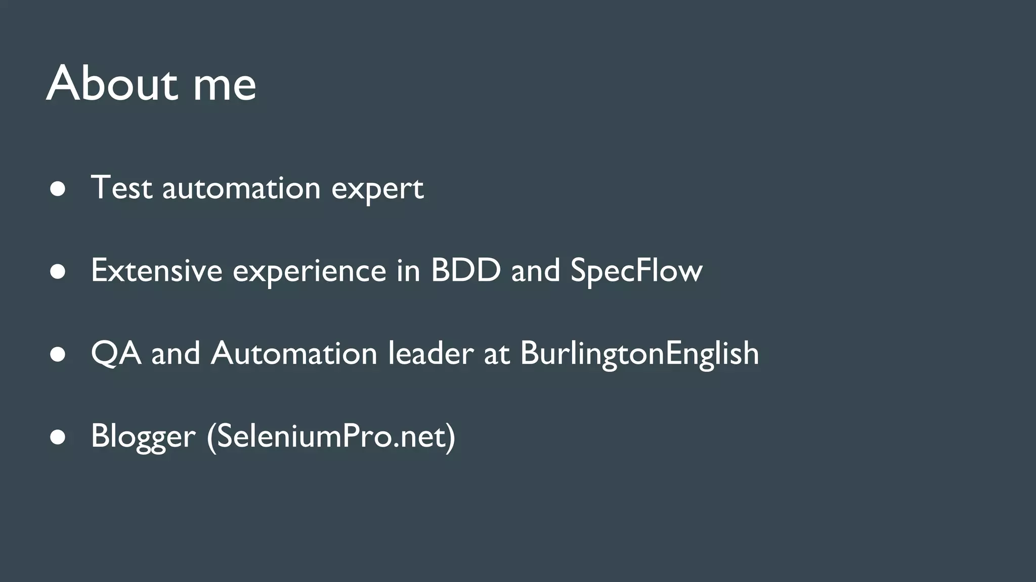 BDD with SpecFlow and Selenium | PPTX