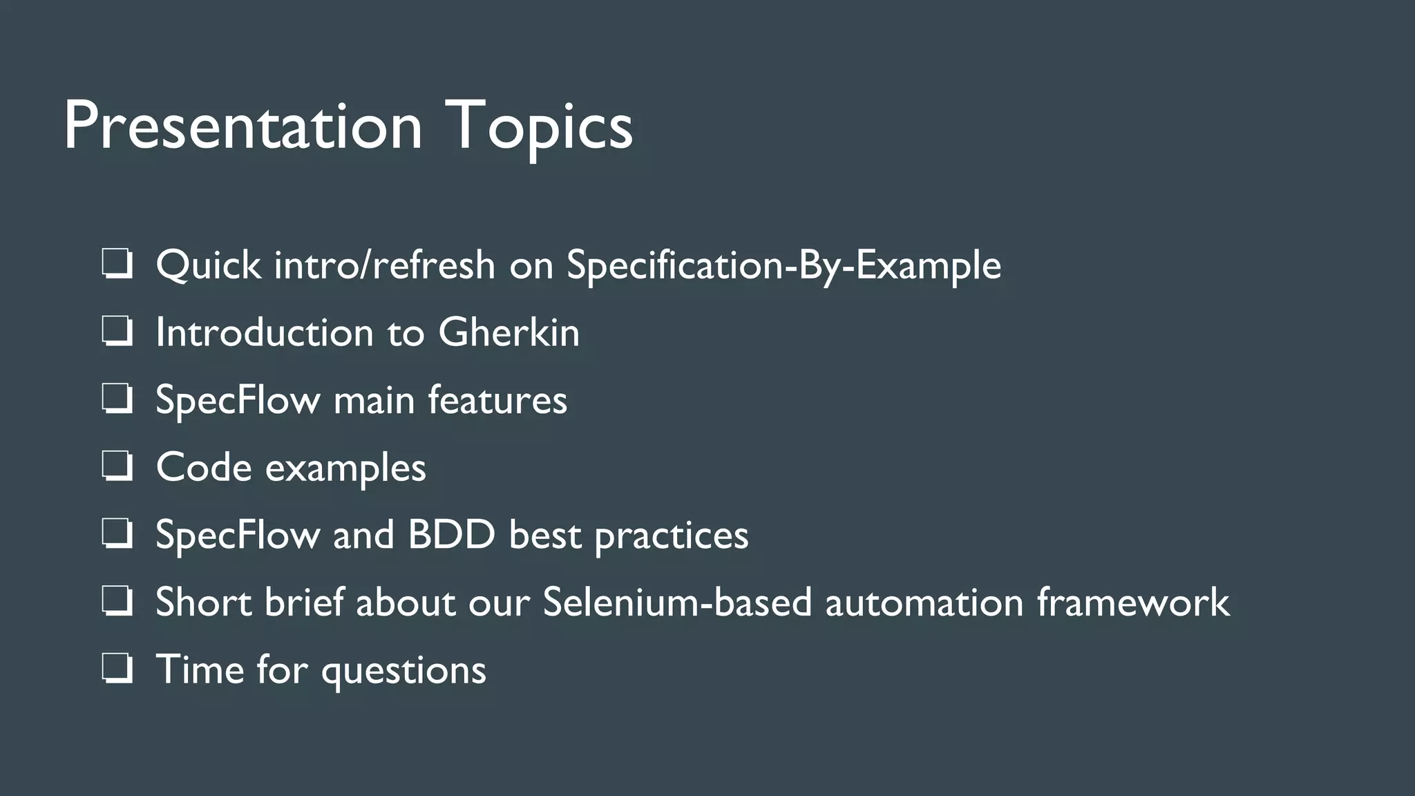 BDD with SpecFlow and Selenium | PPTX