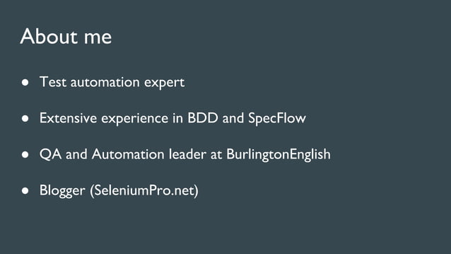 BDD with SpecFlow and Selenium | PPTX | Web Development | Internet