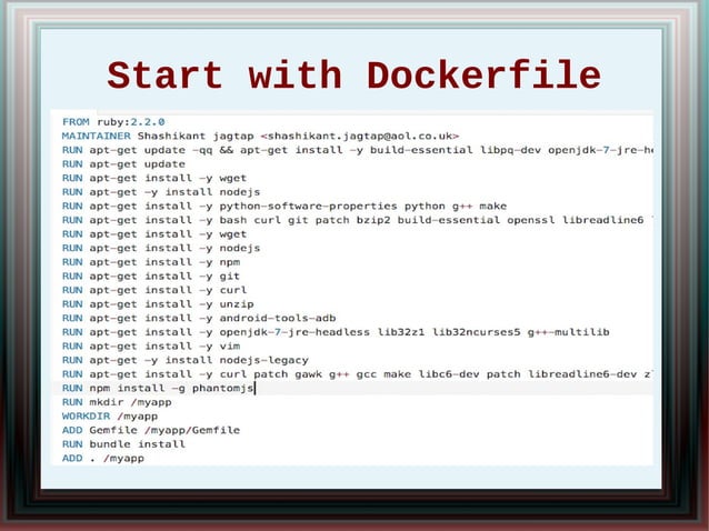 Dockerizing BDD : Ruby-Cucumber Example | PPT