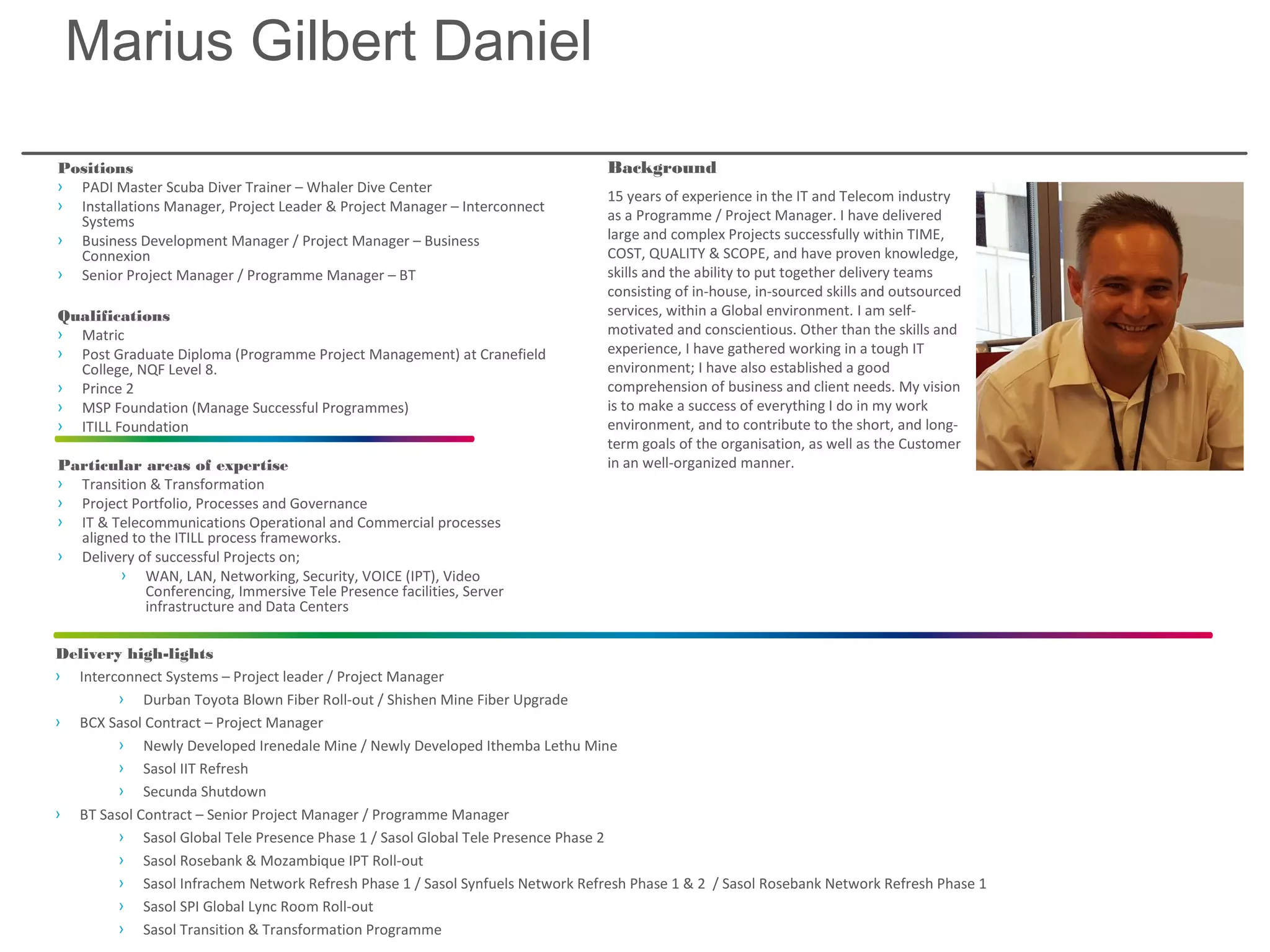 Marius Gilbert Daniel_CV_ 2016 | PPT | Business | Business and Finance