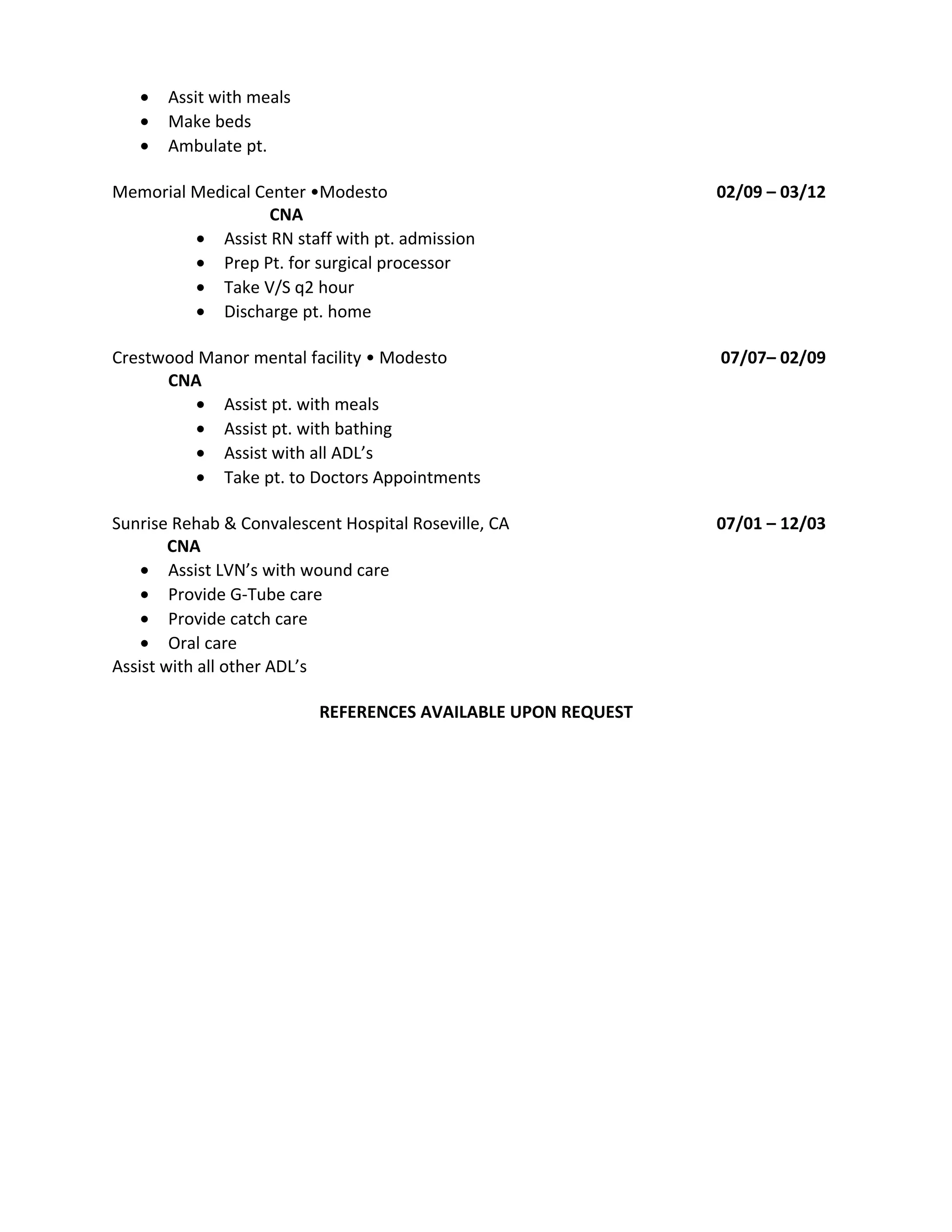 kizzy s CNA Resume | PDF kizzy s CNA Resume | PDF