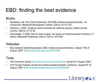 BDent1 - Finding the Best Evidence | PPT
