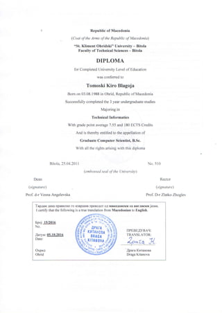 DIPLOMA for Completed University Level of Education | PDF