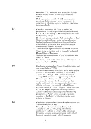 2016 Davie Kaambankadzanja CV | PDF | Professional School ...