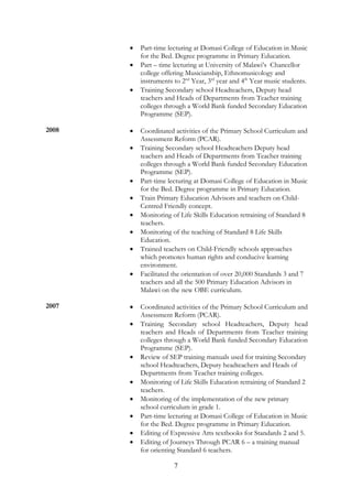 2016 Davie Kaambankadzanja CV | PDF | Professional School ...