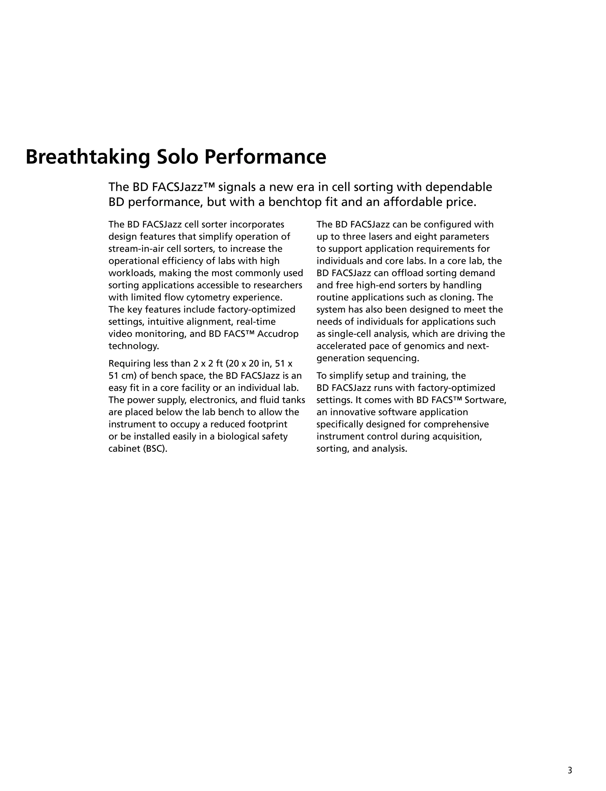 BD FACS Jazz_Brochure New era in Cell Sorting | PDF