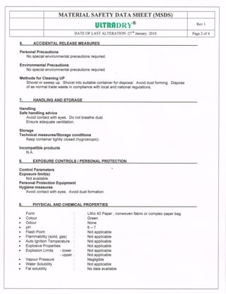 MSDS ULTRADRY SILICAGEL | PDF