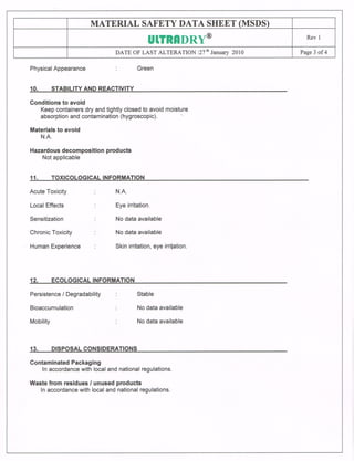 MSDS ULTRADRY SILICAGEL | PDF