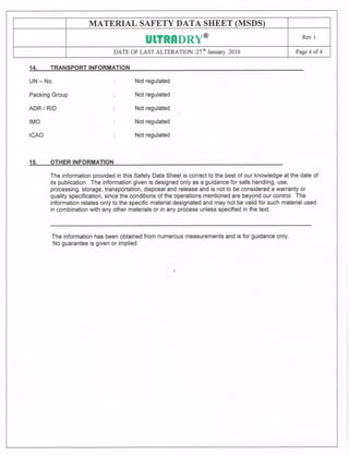 MSDS ULTRADRY SILICAGEL | PDF