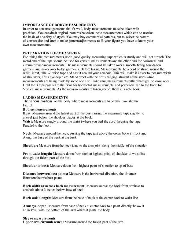 Bdft ii, d& pm,, unit-i, measurement & method of taking measurement ...