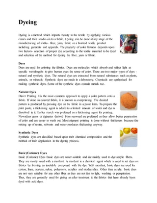 Bdft ii, tmt, unit-iii, dyeing & types of dyeing, | DOCX