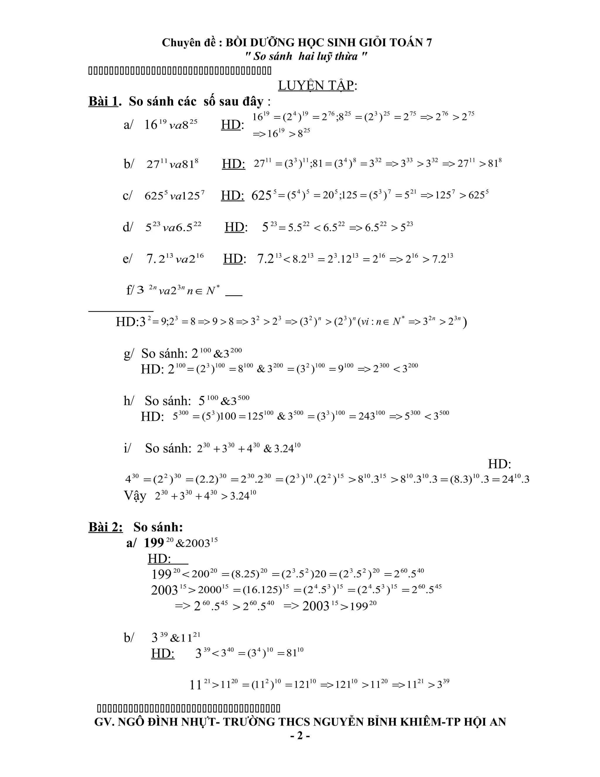 chuyen de so sanh hai luy thua | DOC