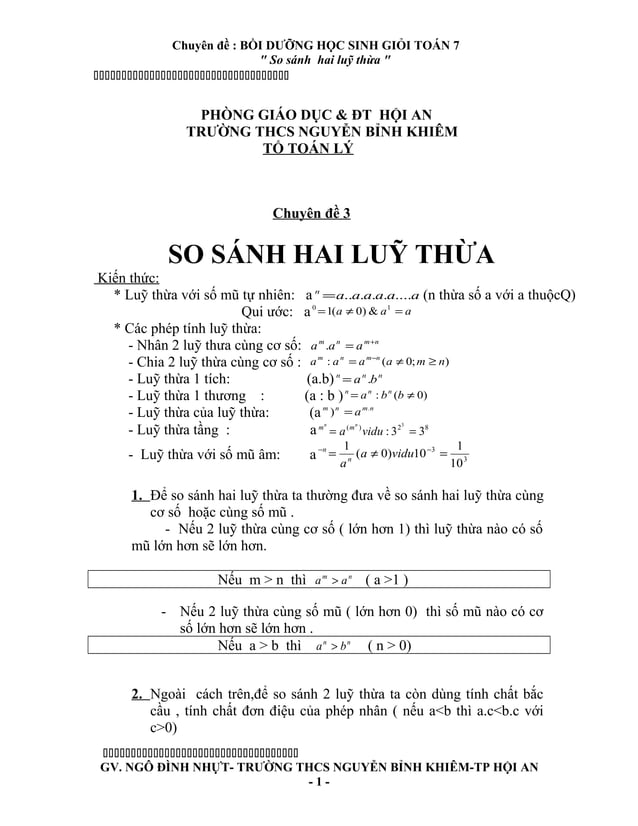 chuyen de so sanh hai luy thua | PDF