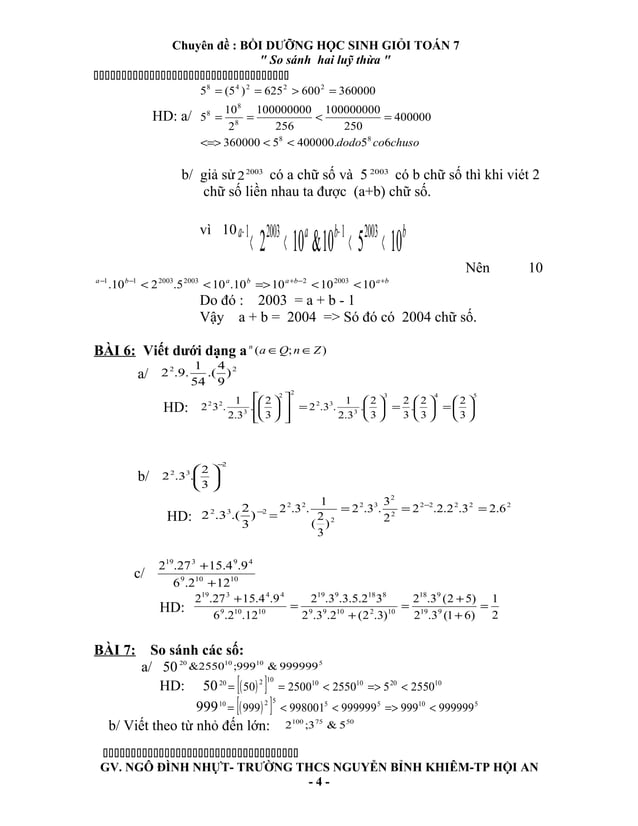 chuyen de so sanh hai luy thua | DOC