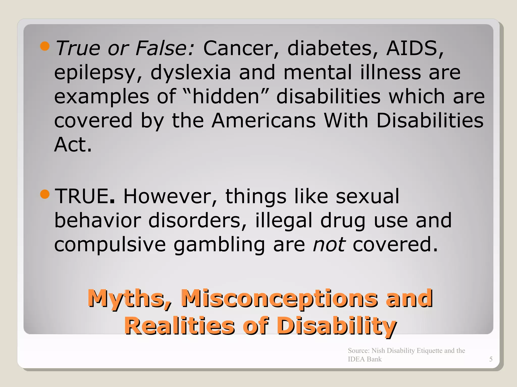 BDI Disability Awareness Training | PPT