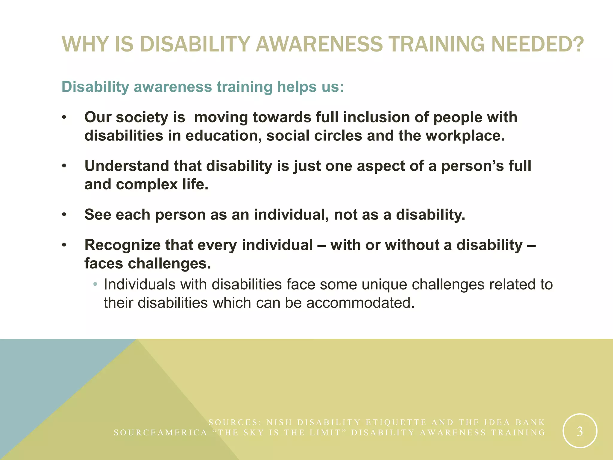 BDI Disability Awareness Training 2015 | PPTX | Special Needs Kids ...