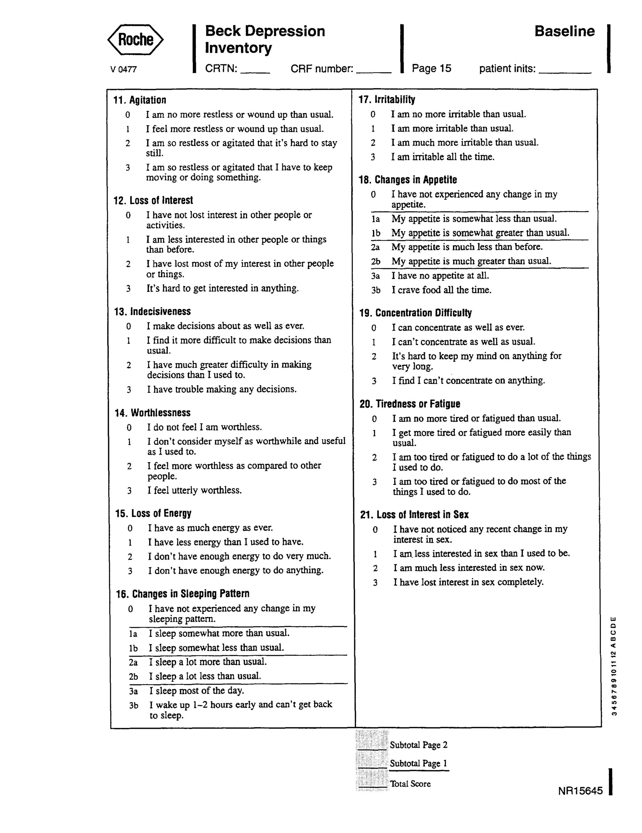 Beck Depression Inventory | PDF