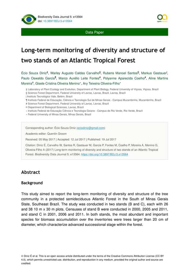 Long-term monitoring of diversity and structure of two stands of an ...