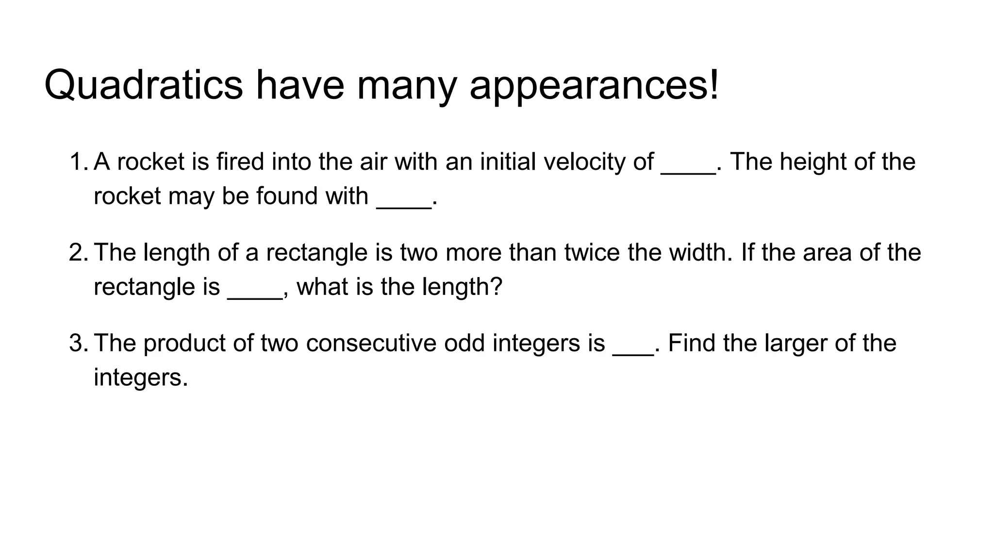 Modeling with quadratics | PPT
