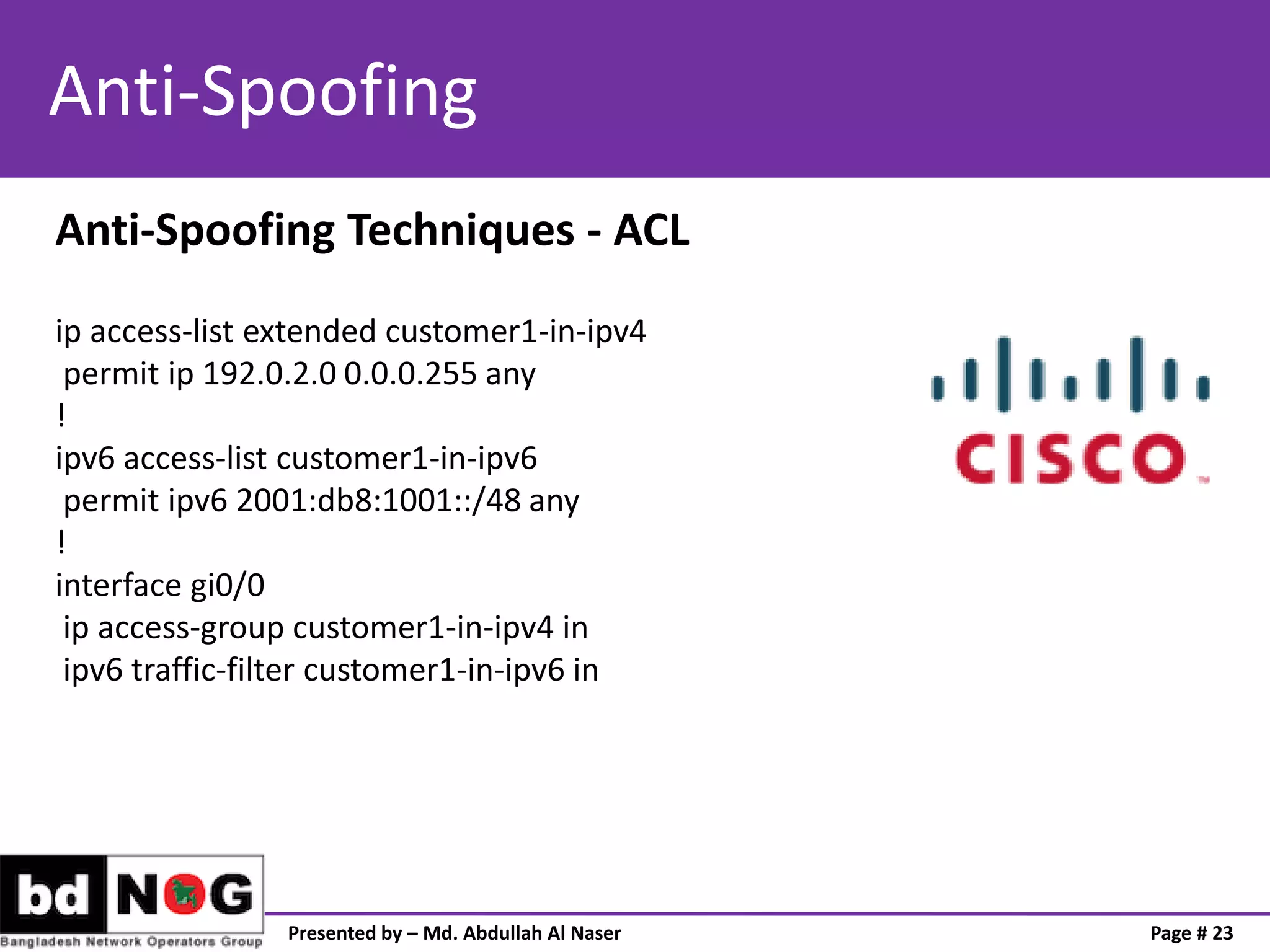 Preventing Traffic With Spoofed Source Ip Address Ppt