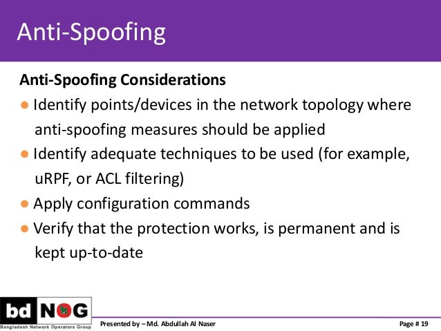 Preventing Traffic With Spoofed Source Ip Address