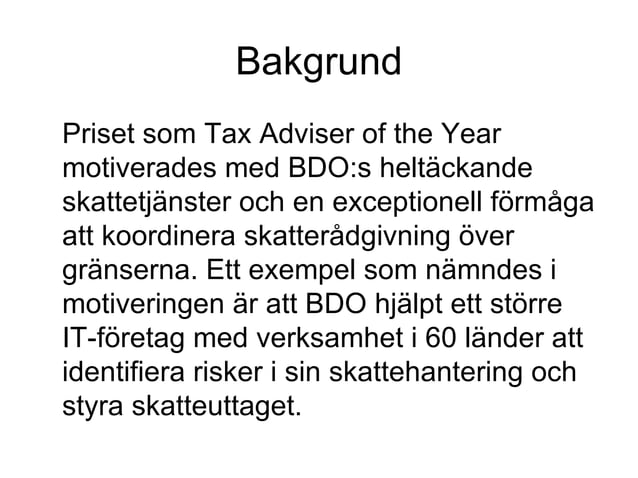 BDO vinner utmärkelse | PPT