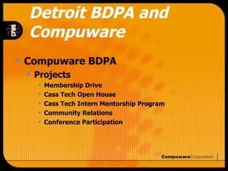 Compuware and BDPA Detroit: Success Story in 2000 | PPT