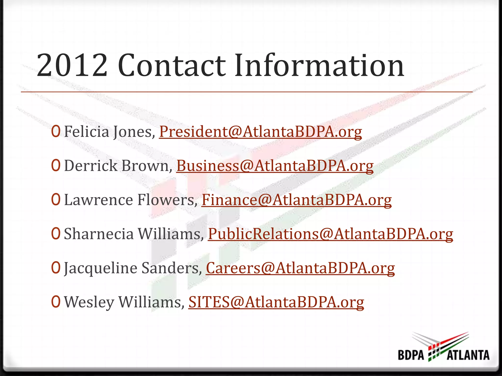 Overview: BDPA Atlanta (2012) | PPTX | Web Conferencing | Computer ...