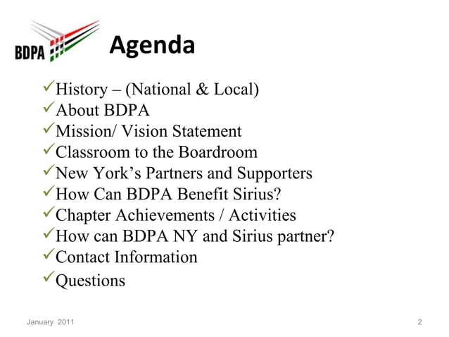Bdpa presentation ny2011sirius | PPT