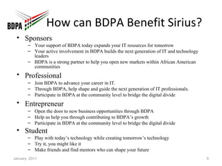 Bdpa presentation ny2011sirius | PPT