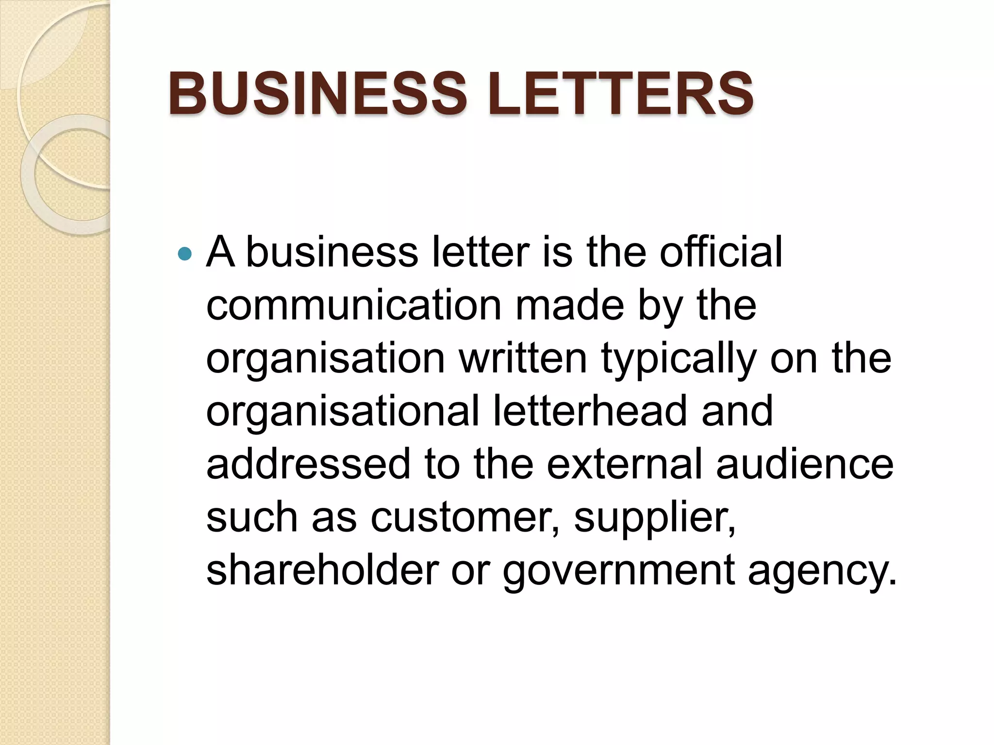 17.business letters | PPTX