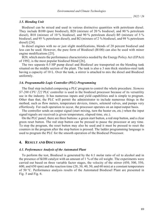 Performance Analysis of An Automated Biodiesel Processor | PDF