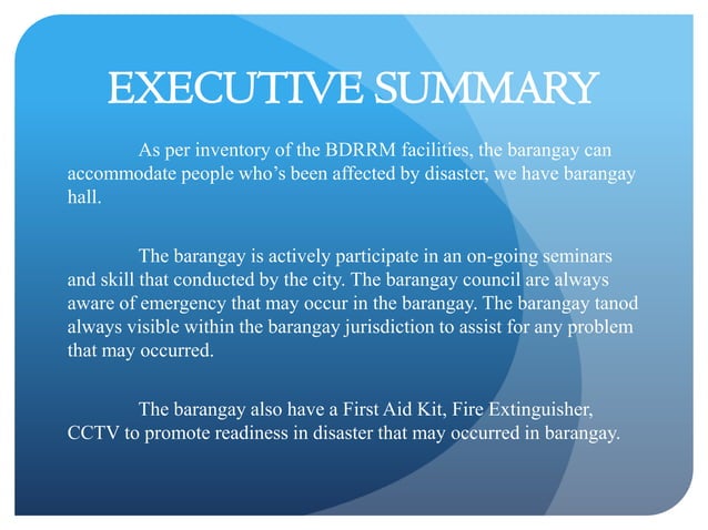 The Barangay Disaster Risk Reduction Management Plan | PPTX | Disasters