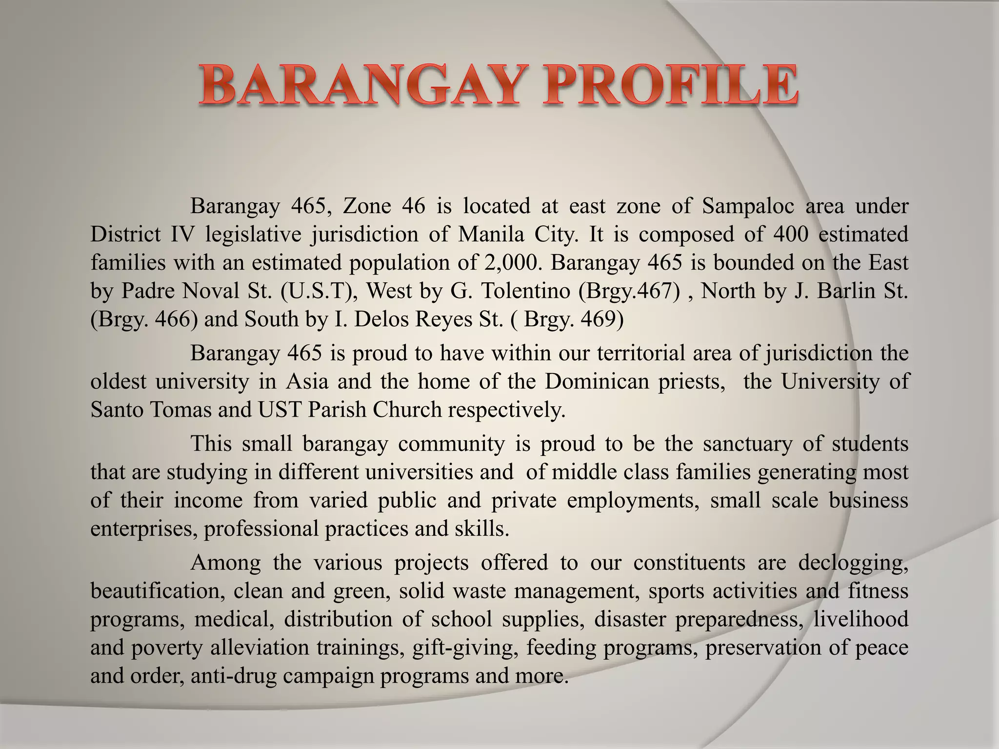Barangay 465 Disaster Risk Reduction Management Plan | PPTX