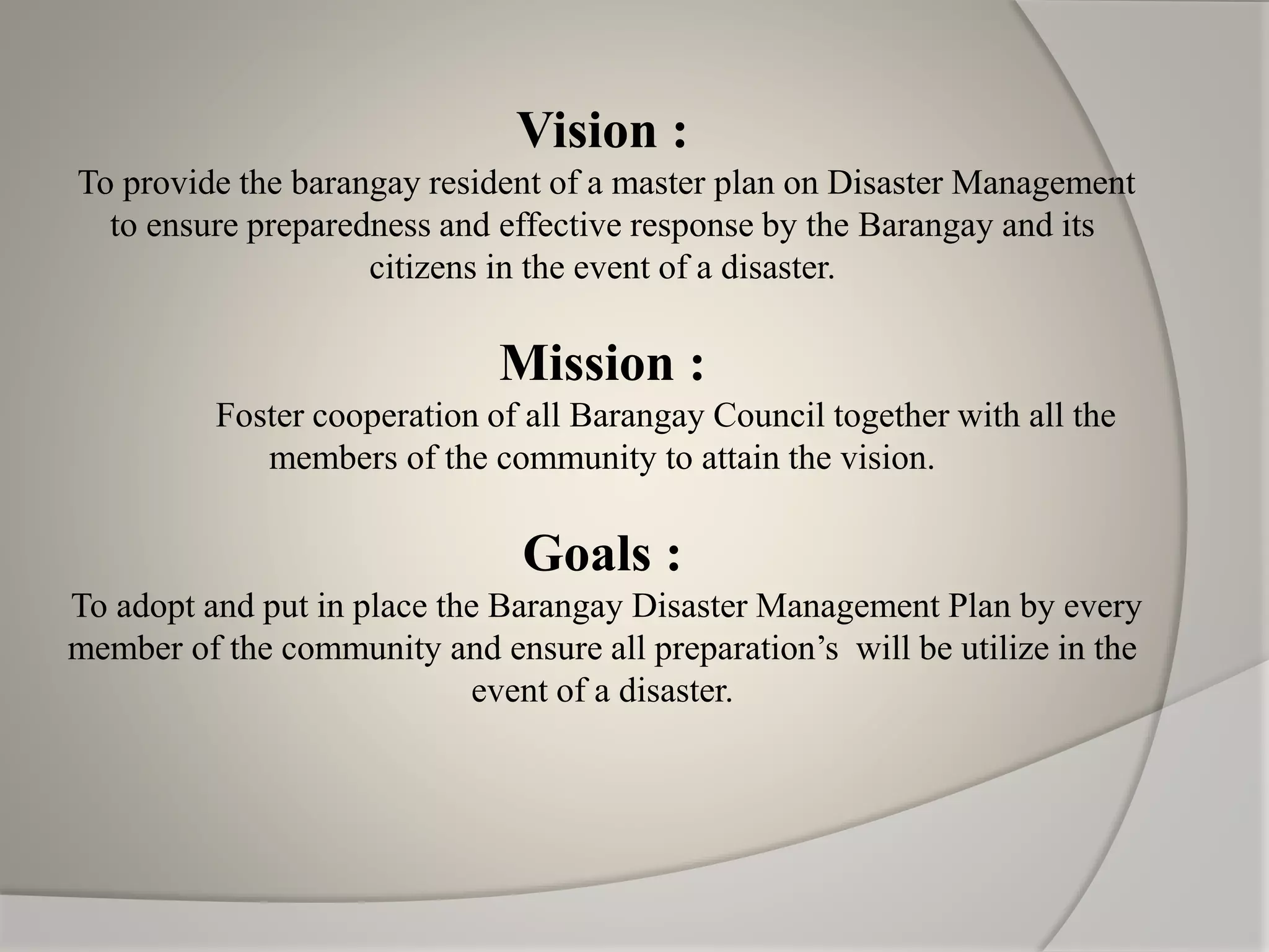 Barangay 465 Disaster Risk Reduction Management Plan | PPTX