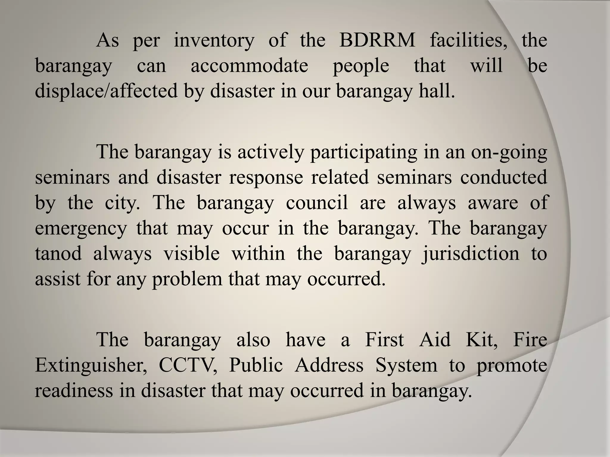 Barangay 465 Disaster Risk Reduction Management Plan | PPTX