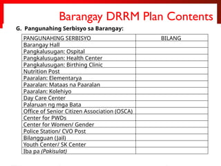 BARANGAY DISASTER RISK REDUCTION AND MANAGEMENT PLAN TEMPLATE | PPTX