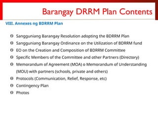 BARANGAY DISASTER RISK REDUCTION AND MANAGEMENT PLAN TEMPLATE | PPTX