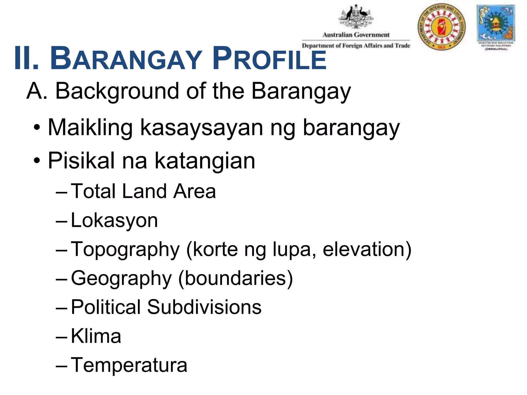 Barangay Bambang Disaster Risk Reduction and Management Planning ...