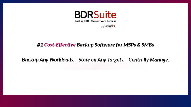 BDRSuite - #1 Cost effective Data Backup and Recovery Solution | PPT