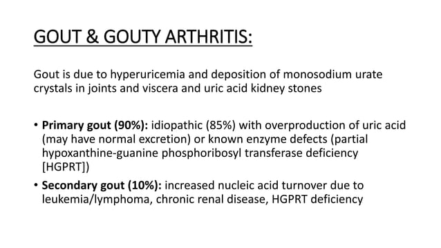 Rheumatoid arthritis, gout, tenosynovial giant cell tumour - revision | PPT