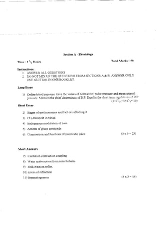 1st BDS Model question paper | PDF