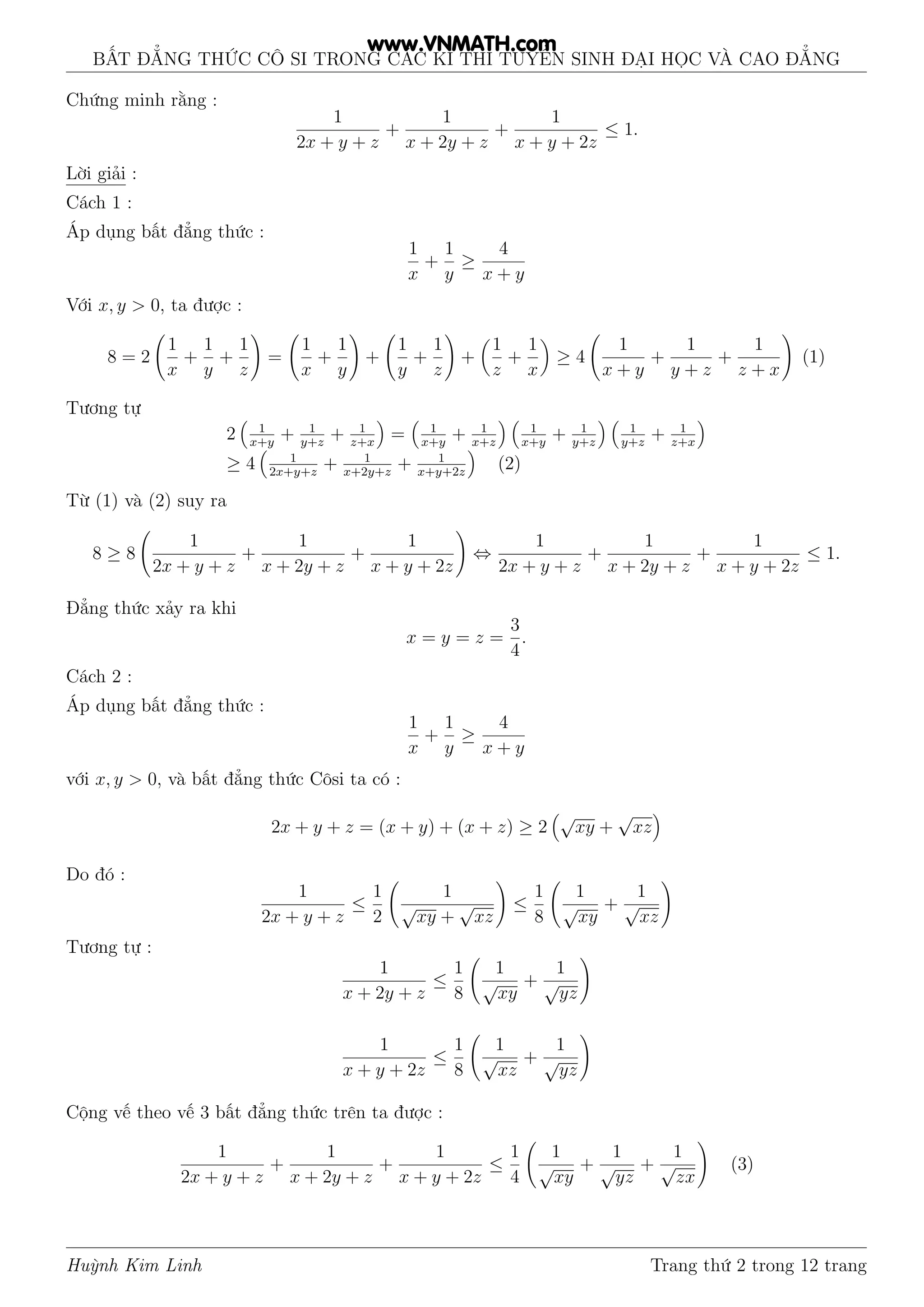 Bdt cauchy trong đề thi đại học | PDF