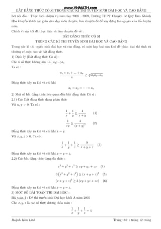 Bdt cauchy trong đề thi đại học | PDF