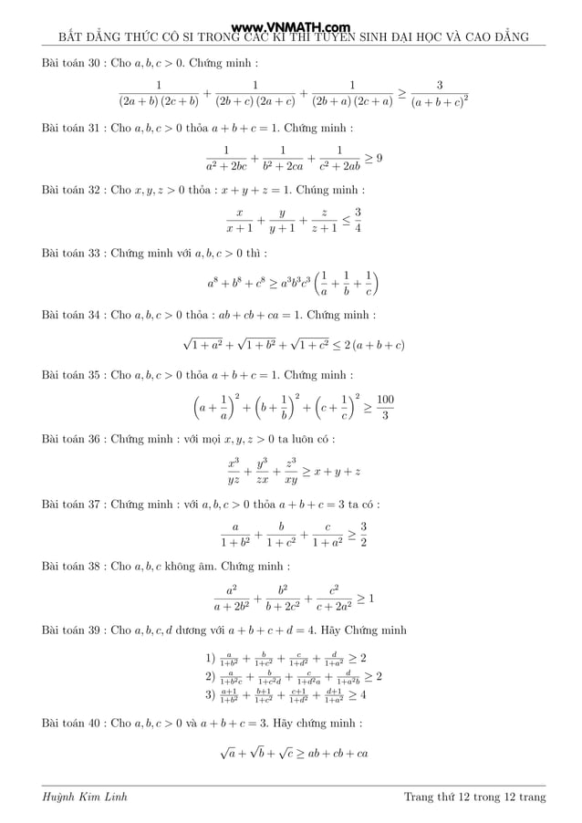 Bdt cauchy trong đề thi đại học | PDF