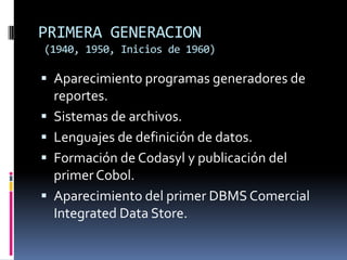 HISTORIA DE LAS BASES DE DATOS | PPTX