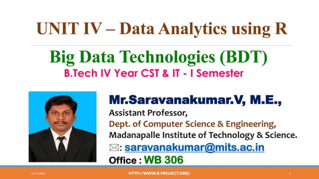 Bdt unit iv data analyics using r | PPT